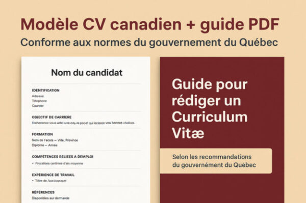 Modèle CV Canadien Professionnel + Guide PDF d’accompagnement (Québec ...